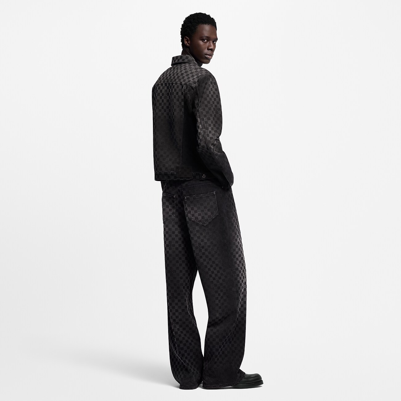 Flocked Damier Denim Wide-Leg Pants - Ready to Wear | LOUIS VUITTON